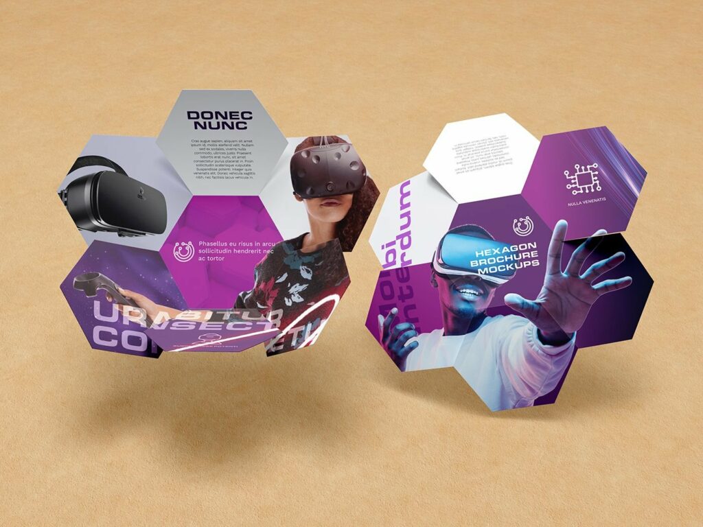 Seven Fold Hexagon Brochure Mockups – MasterBundles
