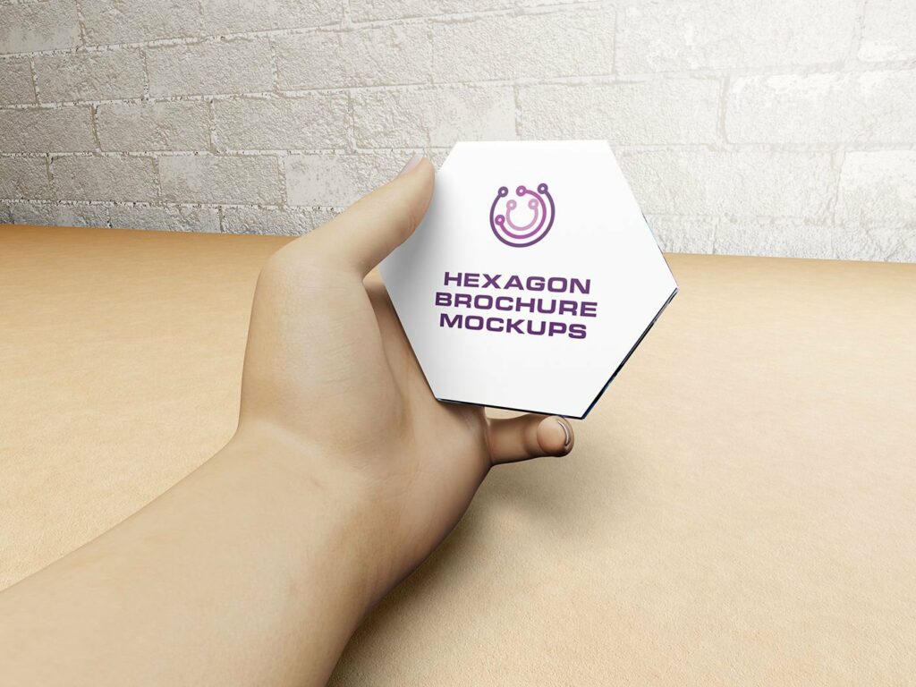 Seven Fold Hexagon Brochure Mockups – MasterBundles