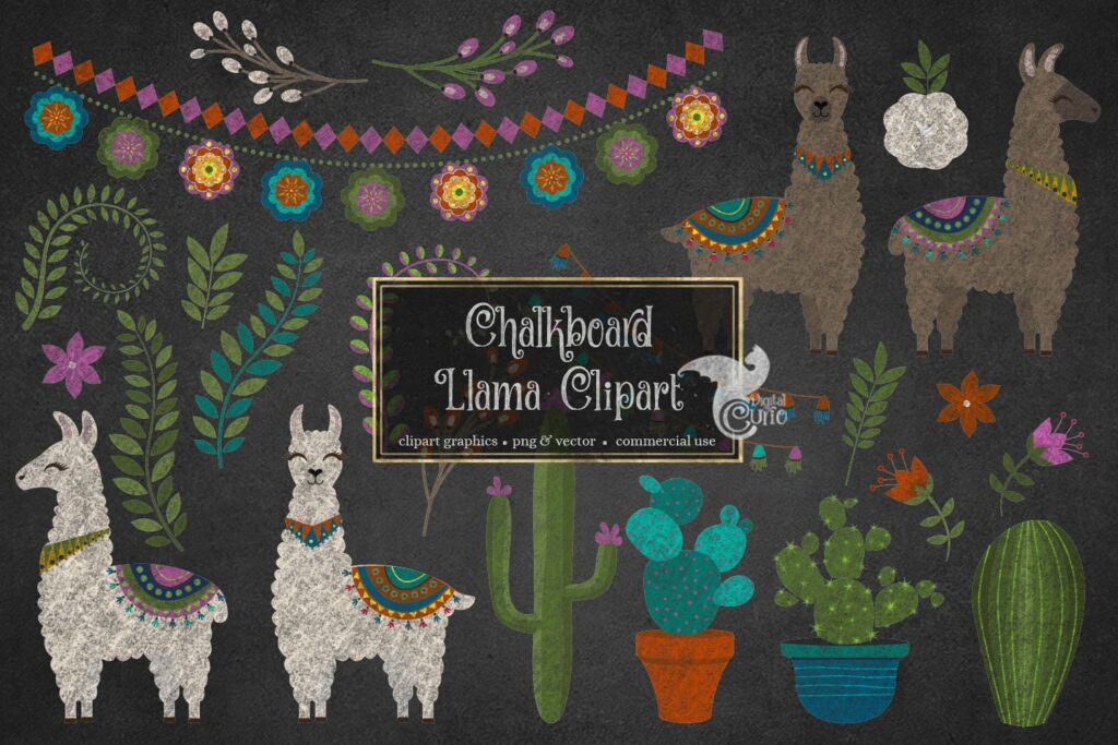 Chalkboard Llama Clipart – MasterBundles