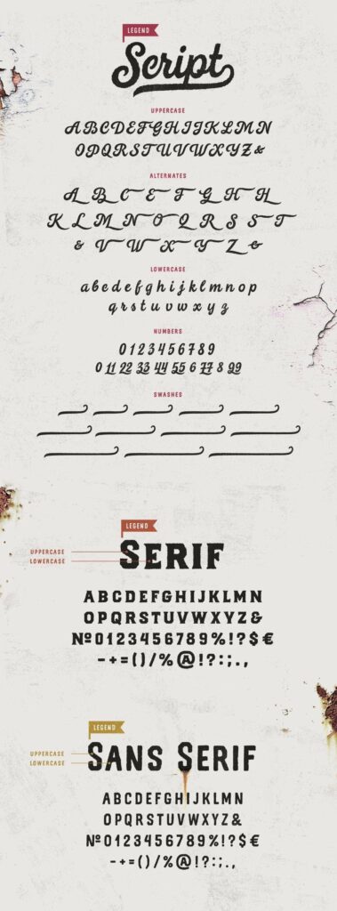 Legend Font trio + Textures – MasterBundles