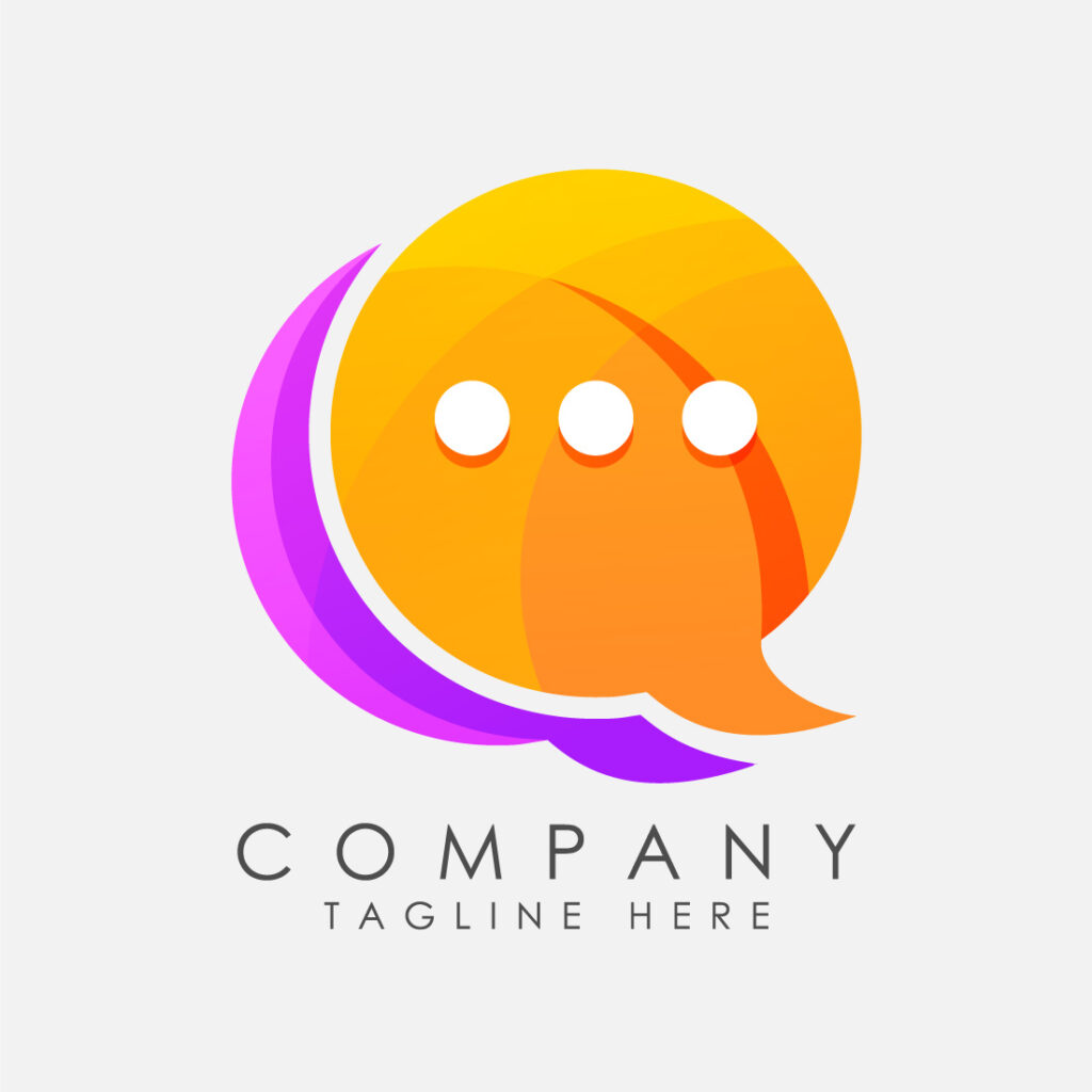 Modern gradient color chat logo design. Social media speech icon vector ...