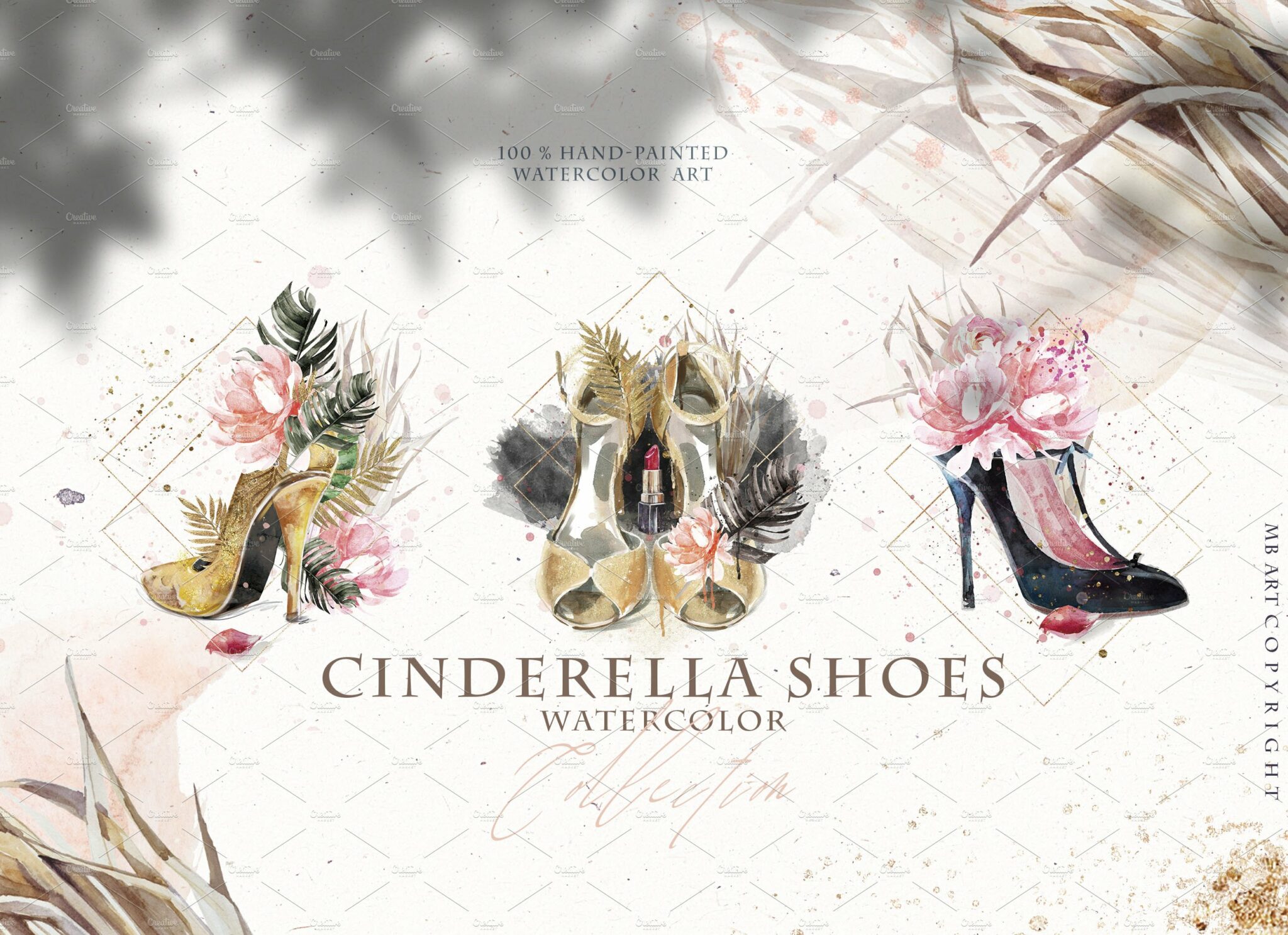 Cinderella shoes watercolor – MasterBundles