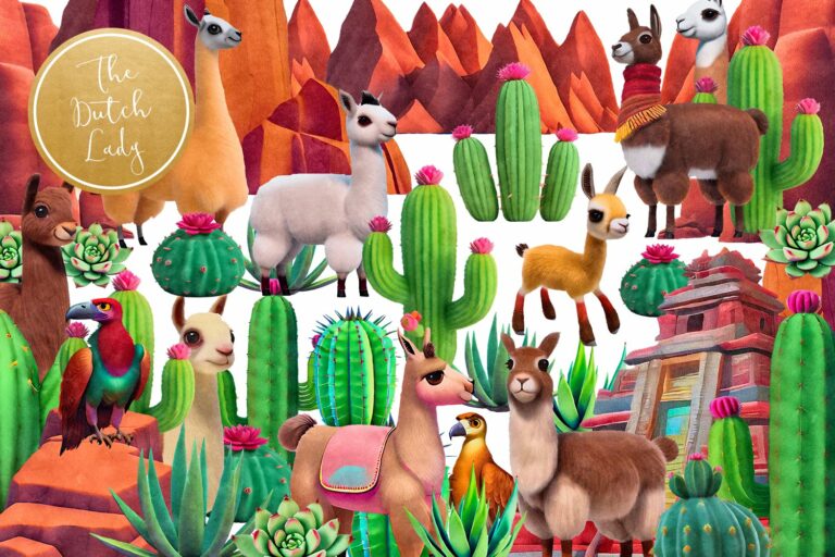 Llama & Desert Landscape Clipart Set – MasterBundles