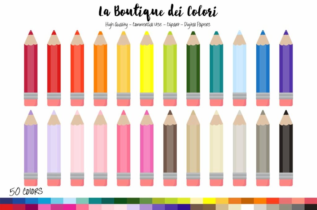 50 Rainbow Coloring Pencil Clipart – MasterBundles