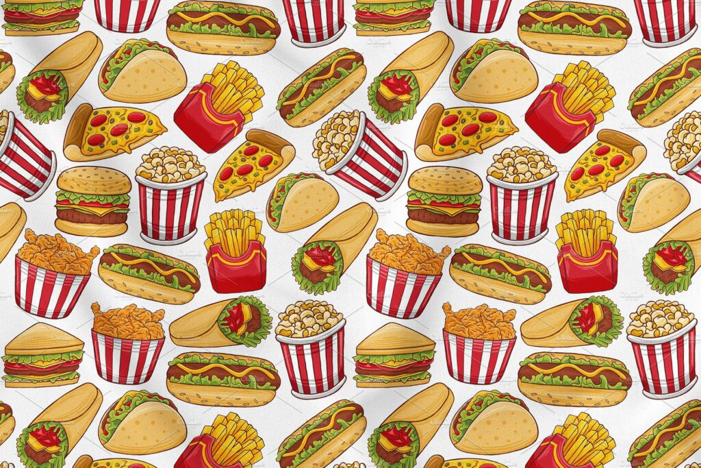 Fast Food Seamless Pattern – MasterBundles