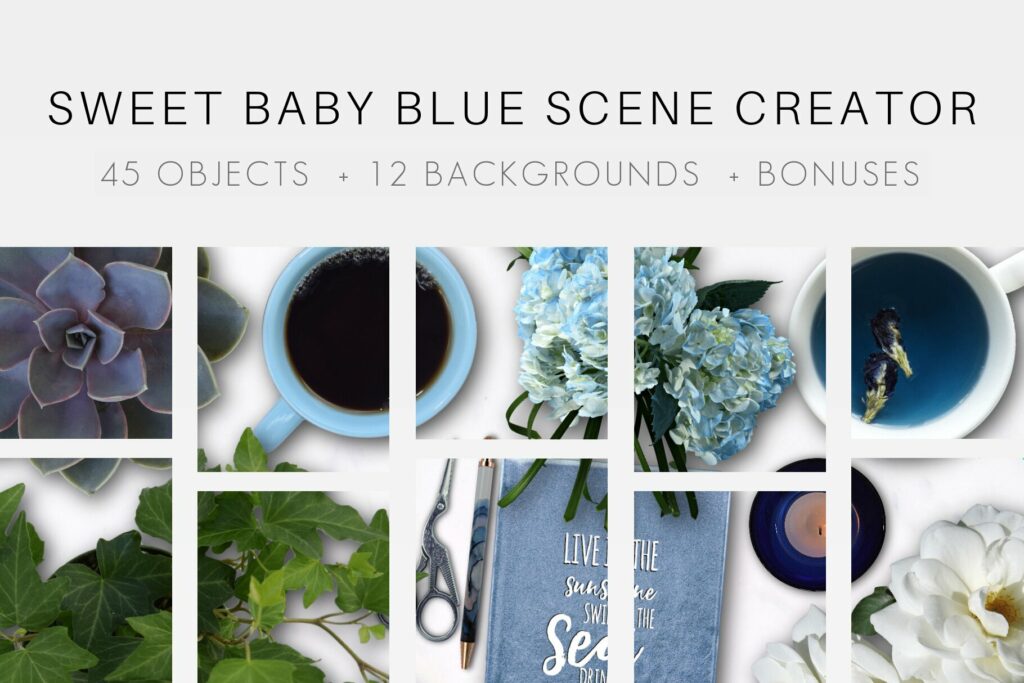 Sweet Baby Blue Desk Scene Creator – MasterBundles
