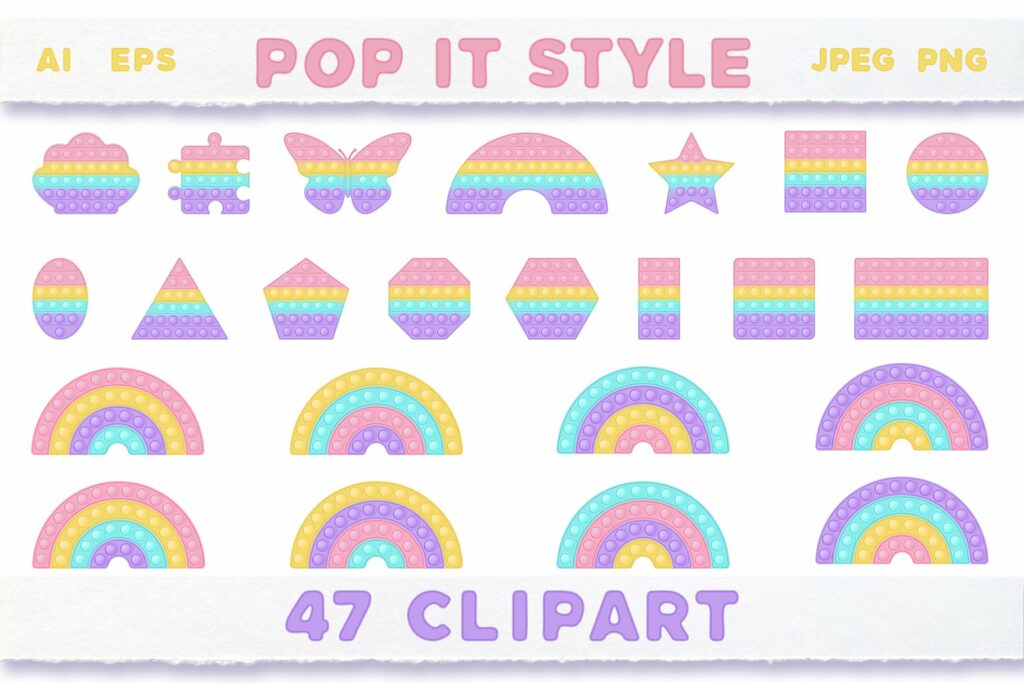 Pop it Fidget Toy Pastel Clipart new – MasterBundles