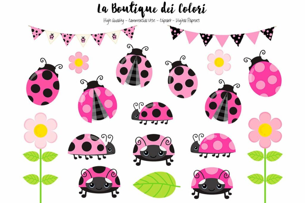 Pink Ladybug Clipart – MasterBundles