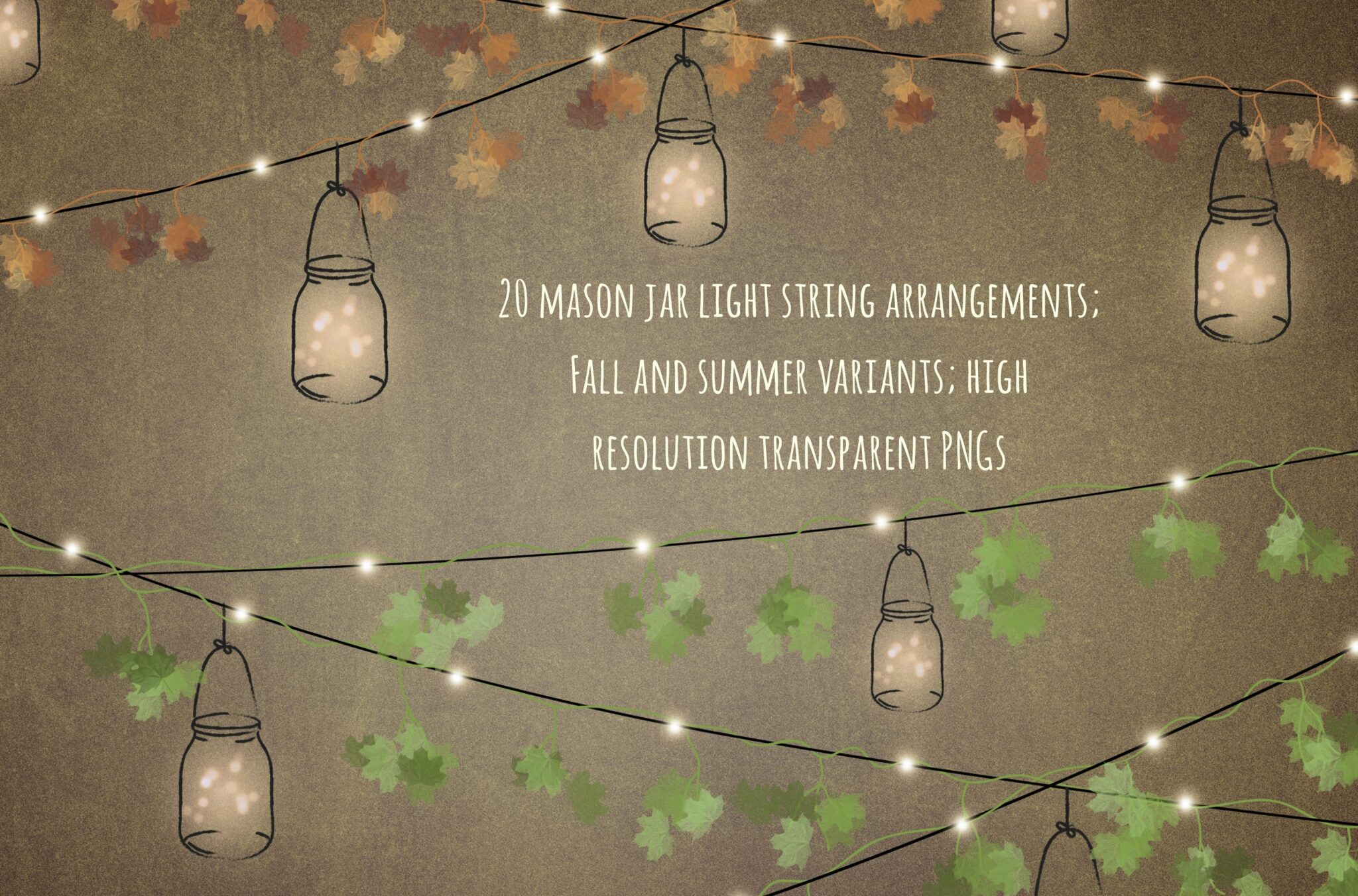 Mason jar lights + vines overlays – MasterBundles