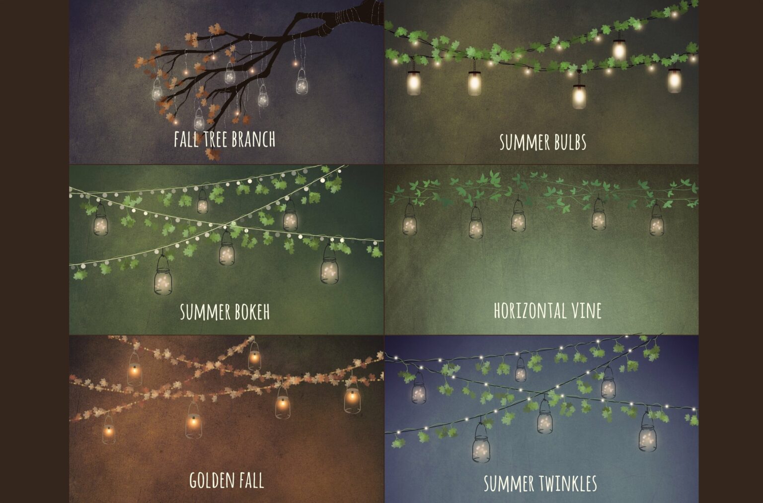 Mason jar lights + vines overlays – MasterBundles