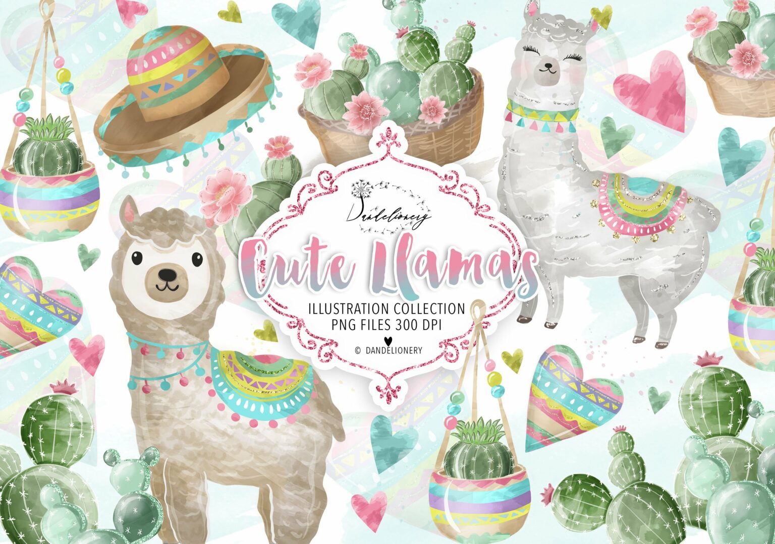 -50% Cute Llamas design – MasterBundles
