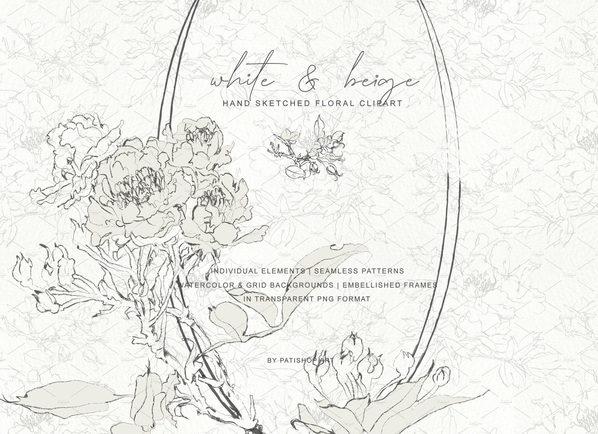 Pencil Sketched Fine Line Flowers Cl – MasterBundles