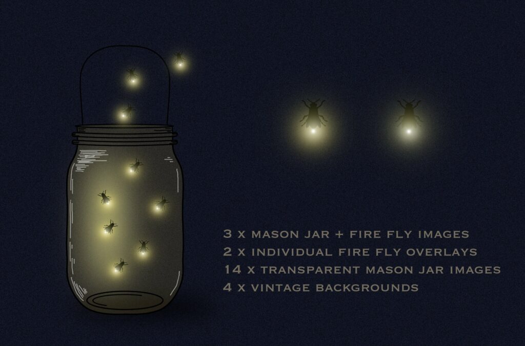 Mason jars and fireflies clipart – MasterBundles