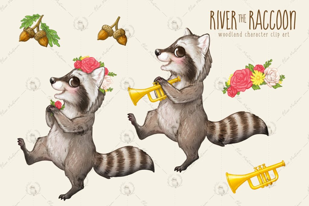 Woodland Raccoon Clipart – MasterBundles