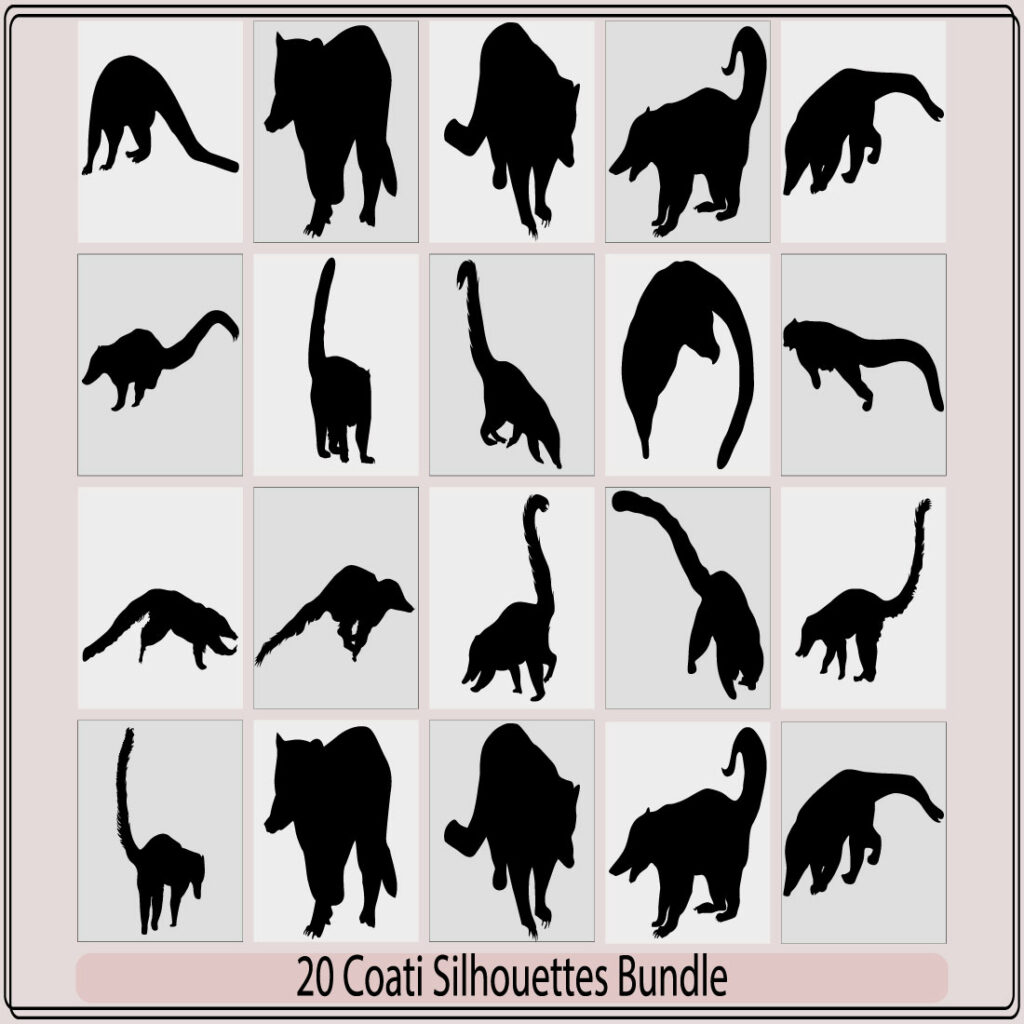 Coati Animal Logo Design tail,Silhouette of South American coati ...