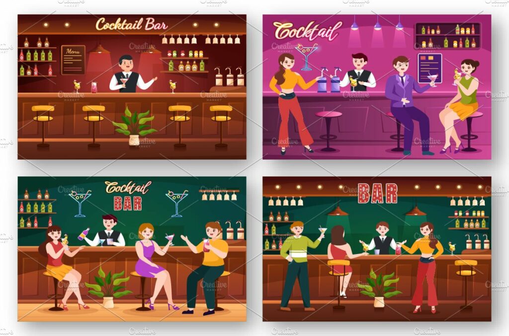 13 Cocktail Bar Illustration – MasterBundles