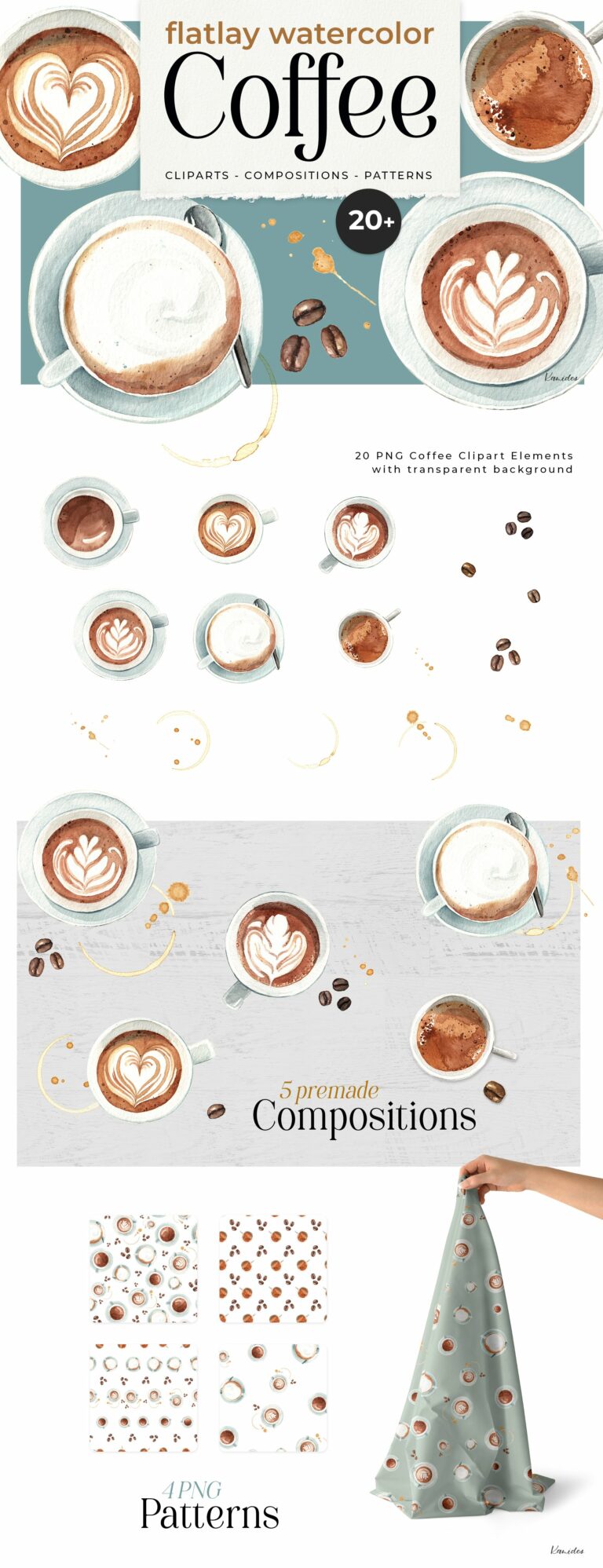 Watercolor COFFEE Clipart & Pattern – MasterBundles