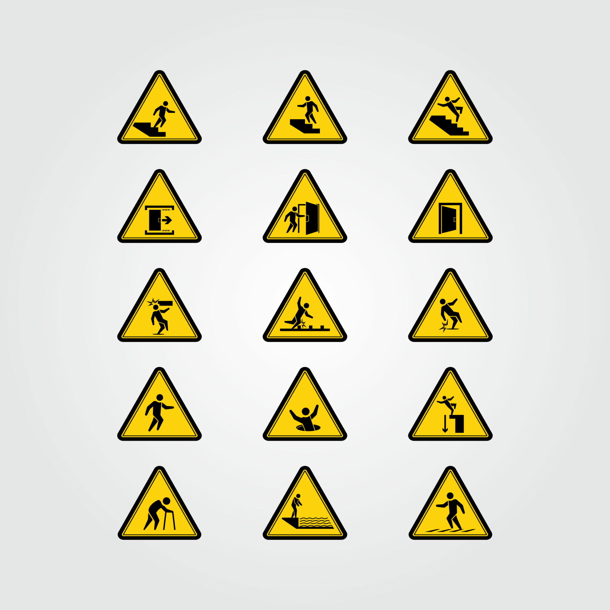 Collection caution and warning sign graphic design vector illustration ...