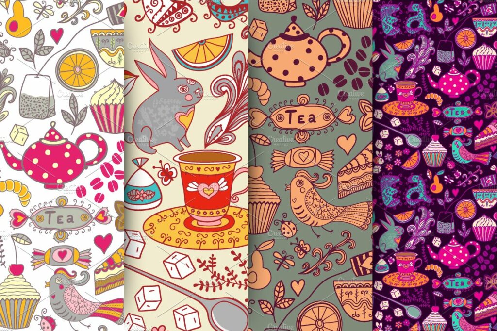 Tea, sweets seamless doodle pattern – MasterBundles