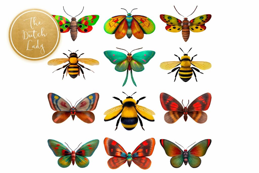 Beetles & Moths Clipart Set – MasterBundles