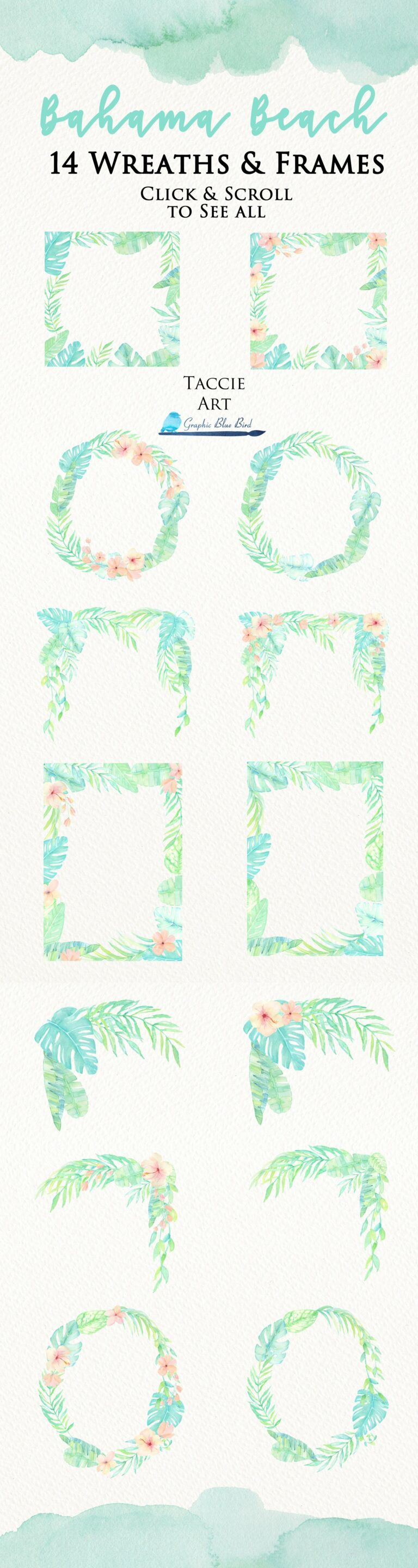 Bahama Beach Tropical Frames Clipart – MasterBundles
