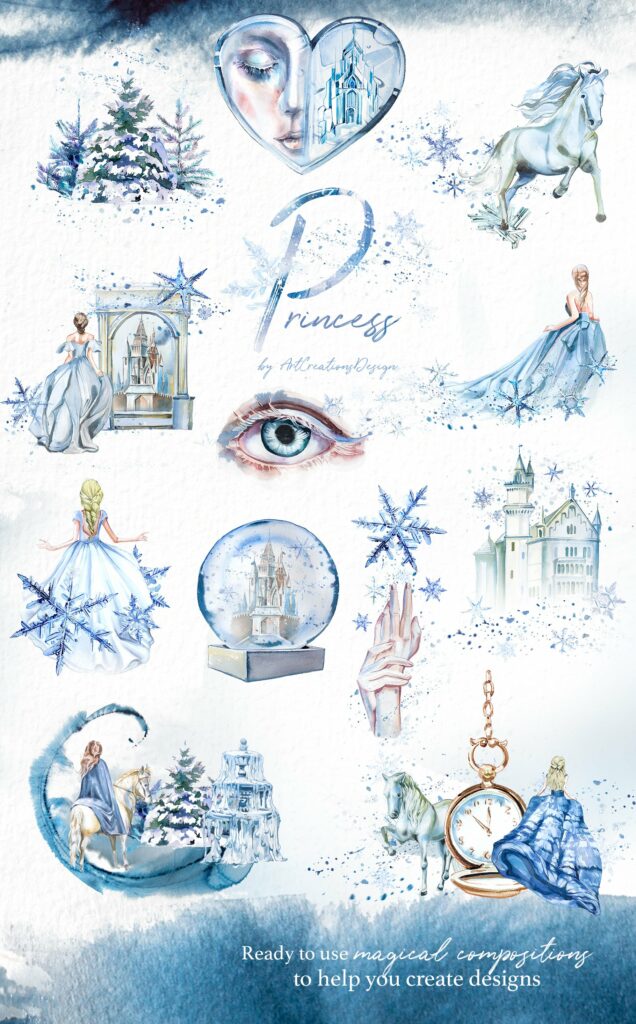 Watercolor Princess Clipart Set – MasterBundles