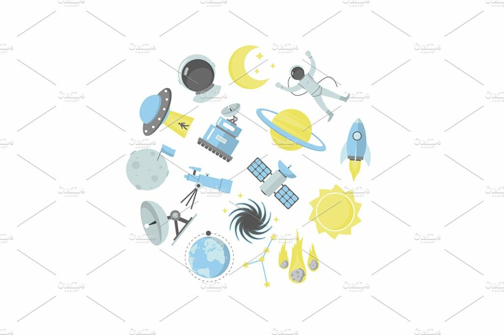 Cartoon Cosmos Concept Set. Vector – MasterBundles