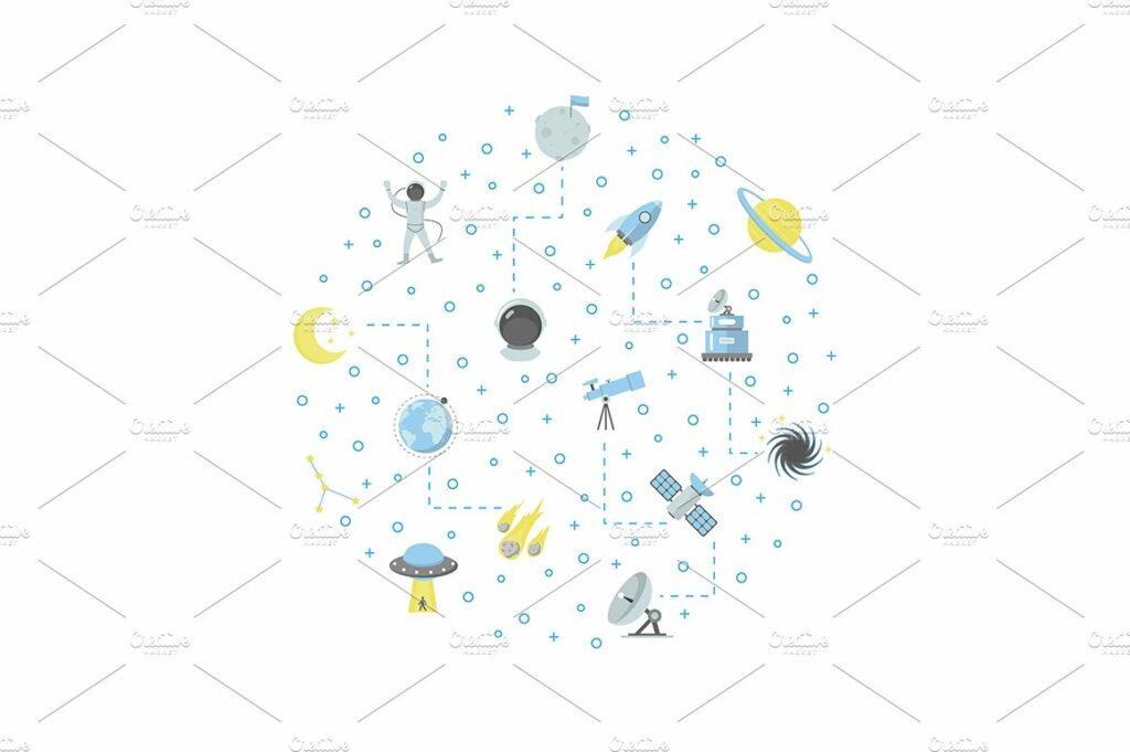 Cartoon Cosmos Concept Set. Vector – MasterBundles