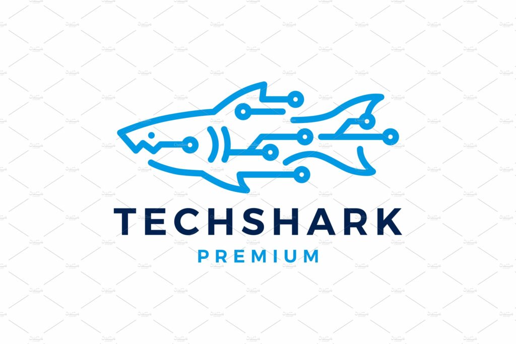 shark tech technology logo vector – MasterBundles