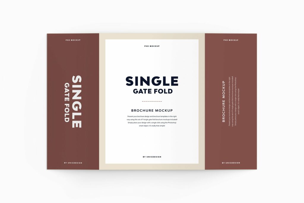 Single Gate Fold Brochure Mockup – MasterBundles