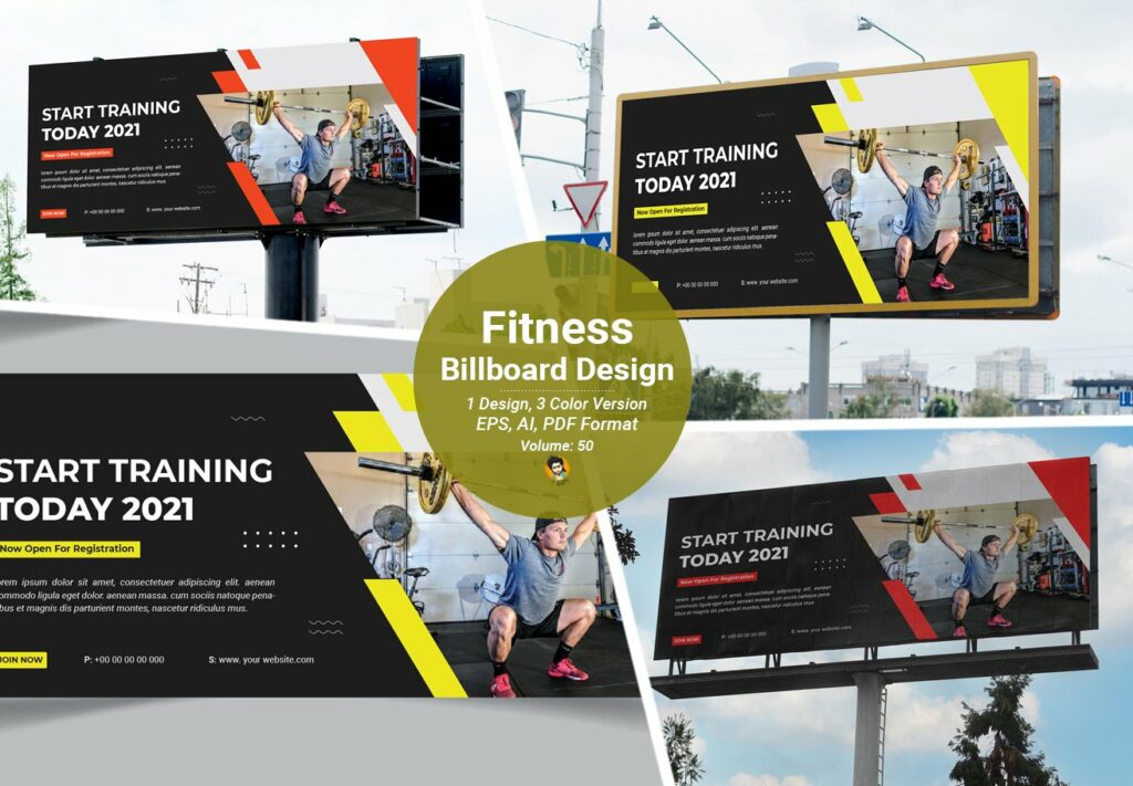 Modern Gym Fitness Billboard Design – MasterBundles