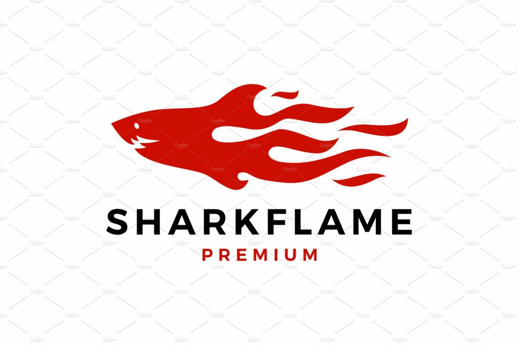 shark fire flame logo vector icon – MasterBundles
