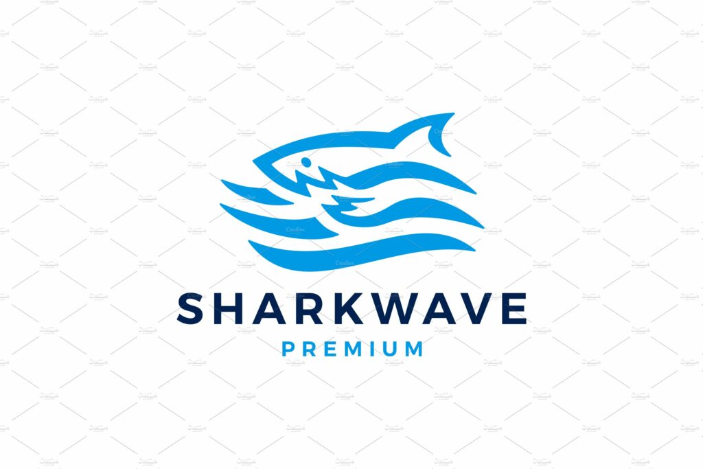 shark wave sea water logo vector – MasterBundles