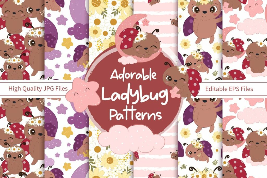 Cute Ladybug Seamless Pattern – MasterBundles