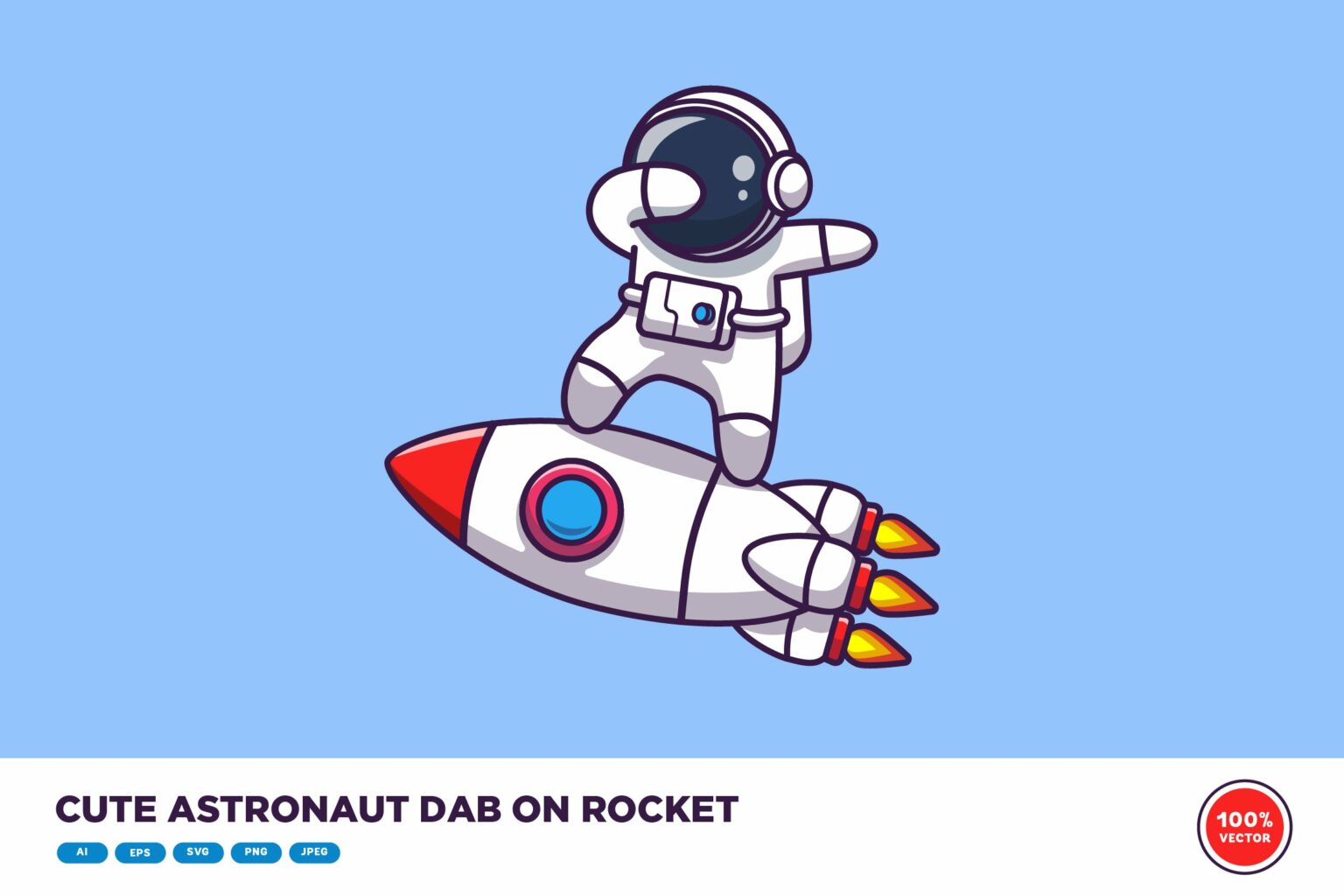 Cute Astronaut Dab On Rocket Cartoon – MasterBundles
