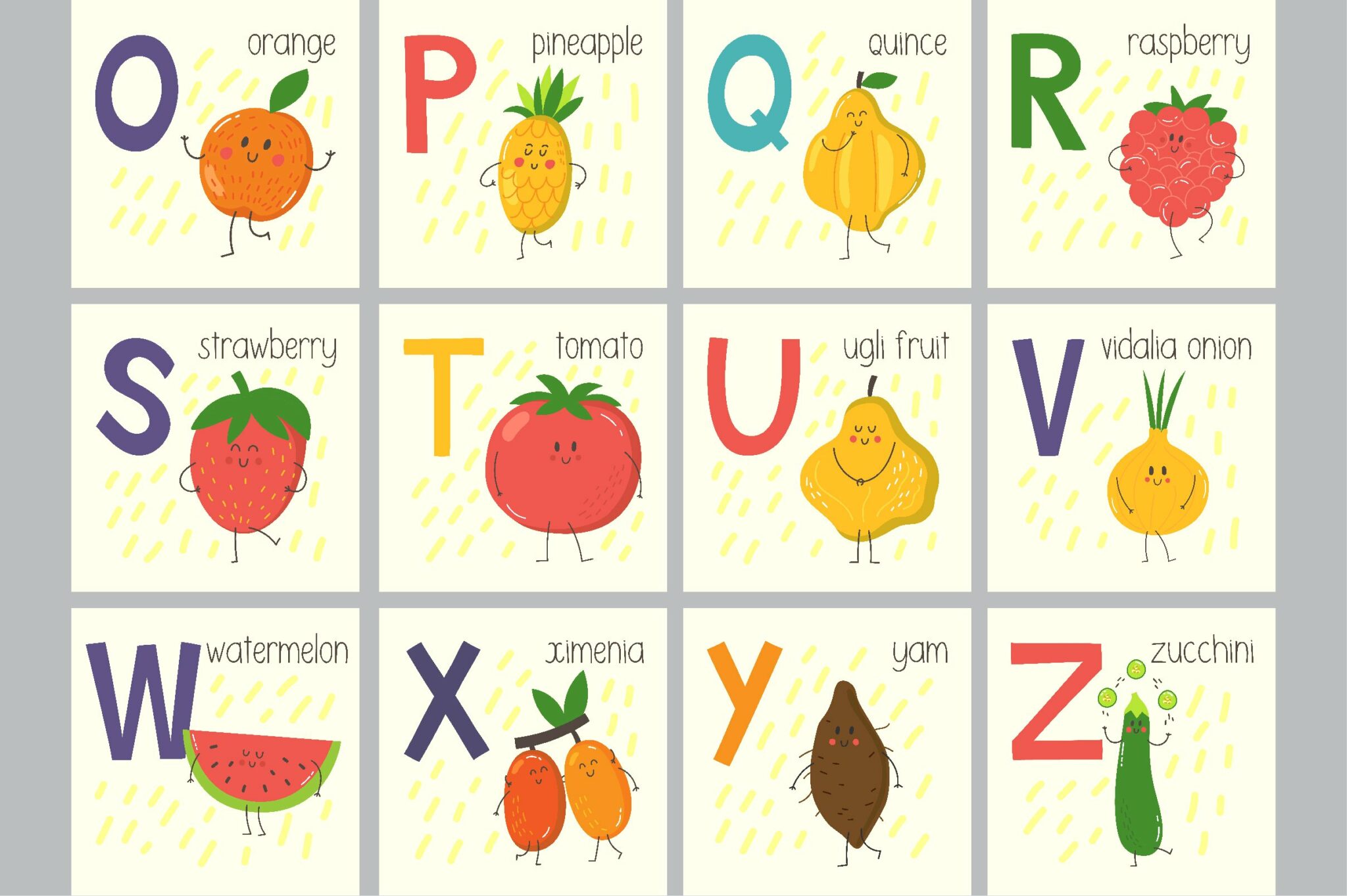 Vector fruits & vegetables Alphabet – MasterBundles