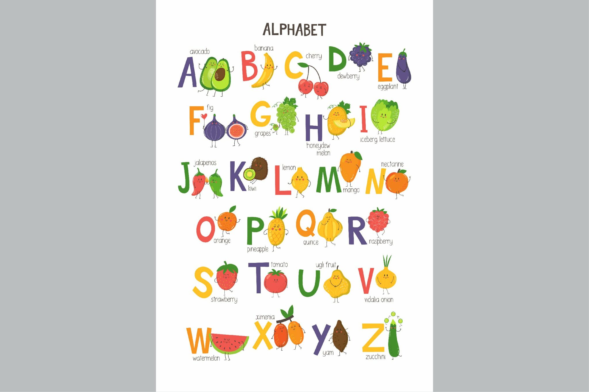 Vector fruits & vegetables Alphabet – MasterBundles