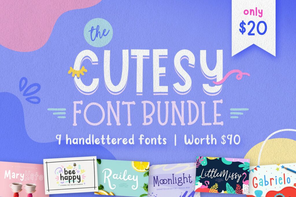 The Cutesy Font Bundle • 9 Fonts! – MasterBundles