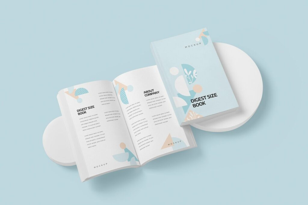 5 Digest Size Book Mockups – MasterBundles