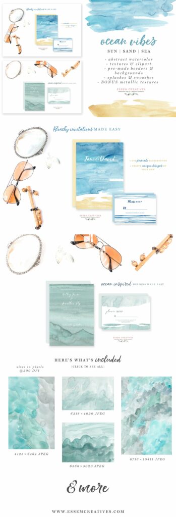 Ocean & Beach Watercolor Backgrounds – MasterBundles