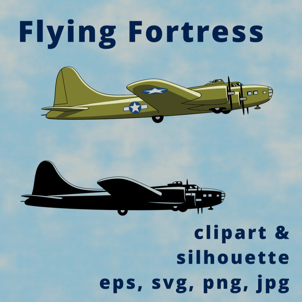 B-17 Flying Fortress USA Heavy Bomber Clipart - MasterBundles