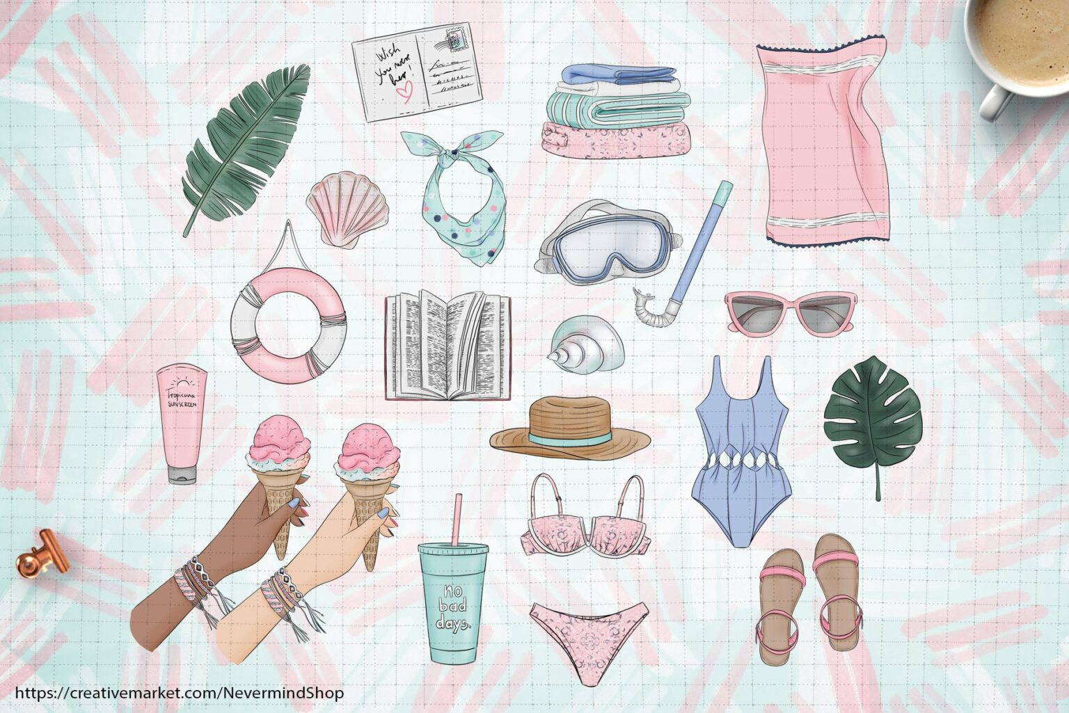 Beach clipart kit – MasterBundles