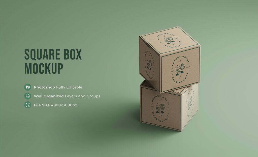 Square Box Mockup – MasterBundles