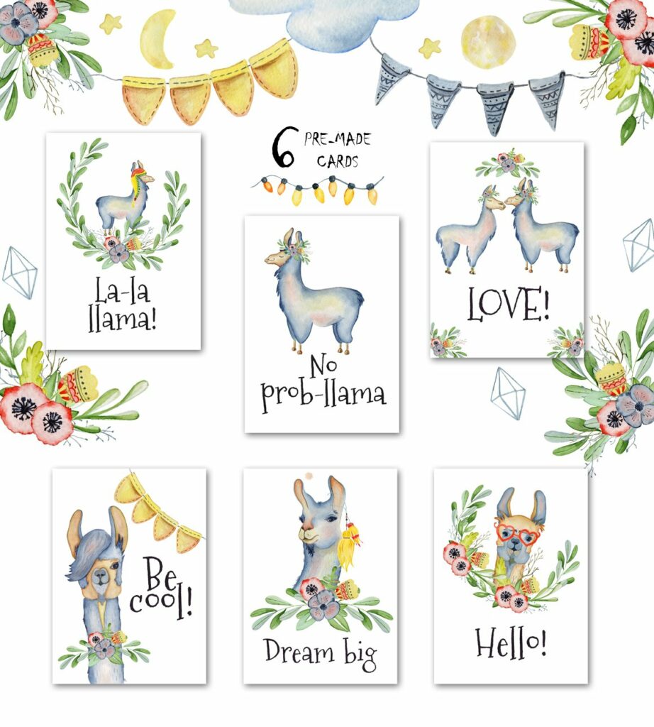 Watercolor llamas – MasterBundles