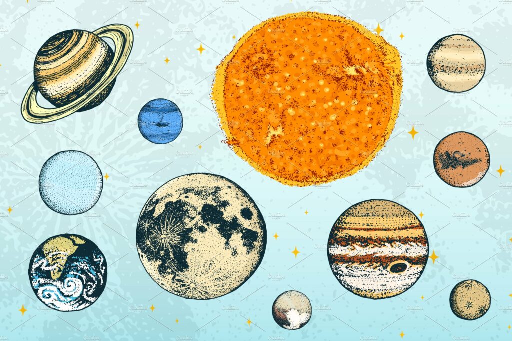Planets in Solar System. Space. – MasterBundles