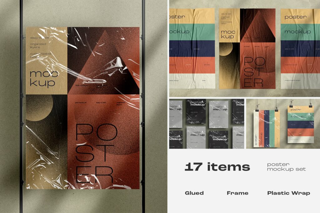 Glued / Plastic / Poster Mockups – MasterBundles
