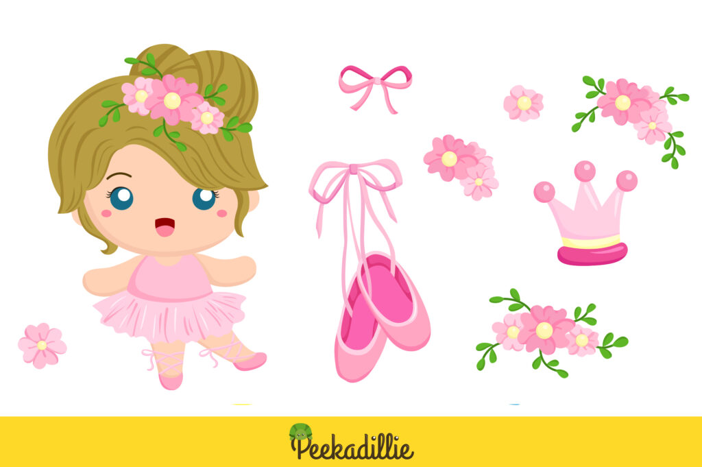 Beautiful Girl Kids Pink Ballerina Ballet Sport Activity Illustration ...