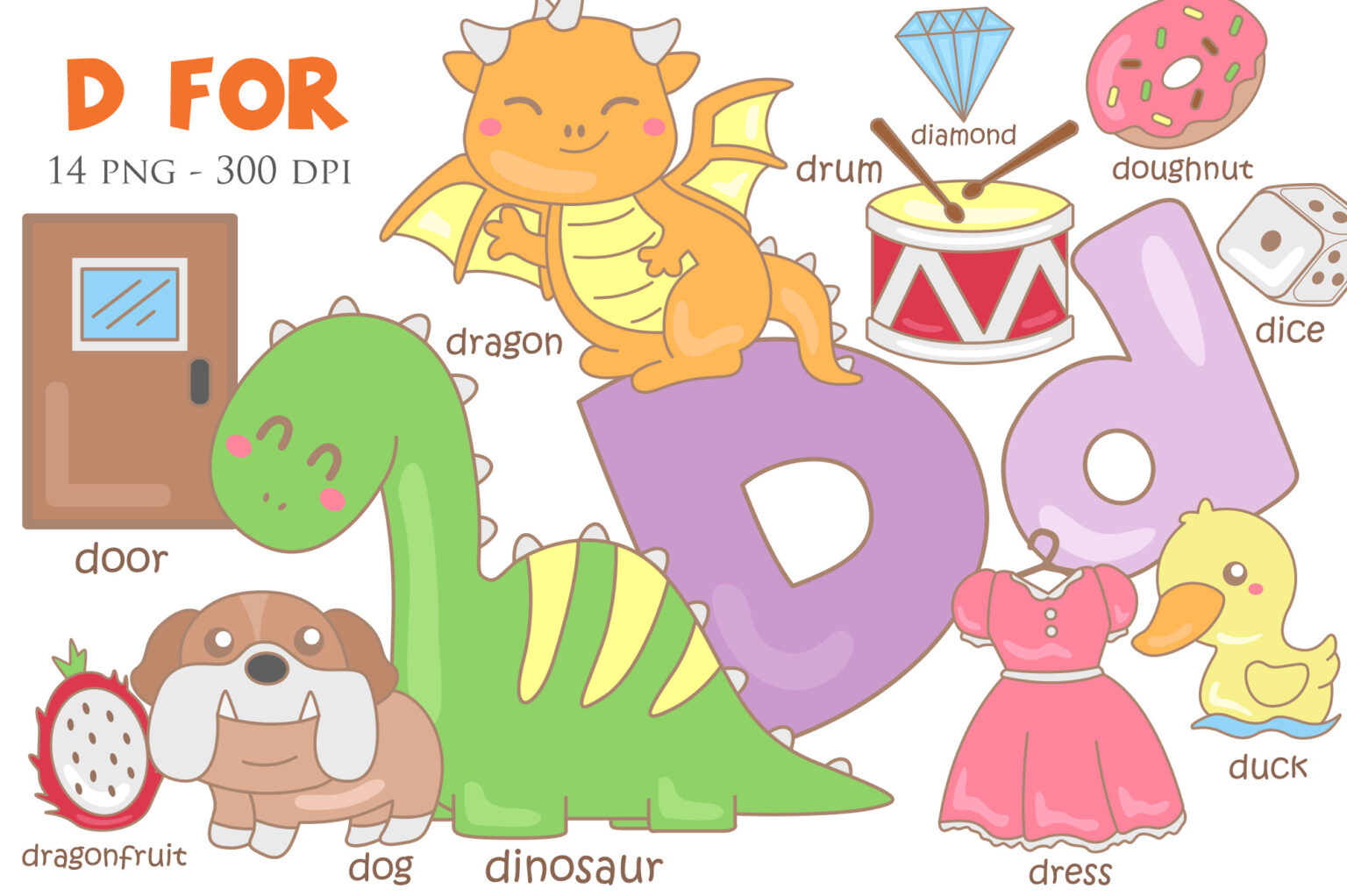 Alphabet D For Vocabulary School - MasterBundles