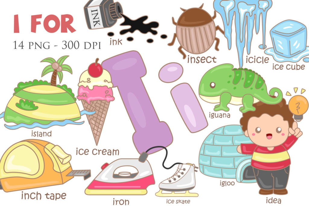 Alphabet I For Vocabulary School Letter Reading Writing Font Study ...