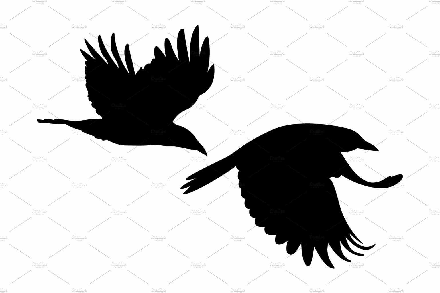 Crows in a circle vector silhouette – MasterBundles